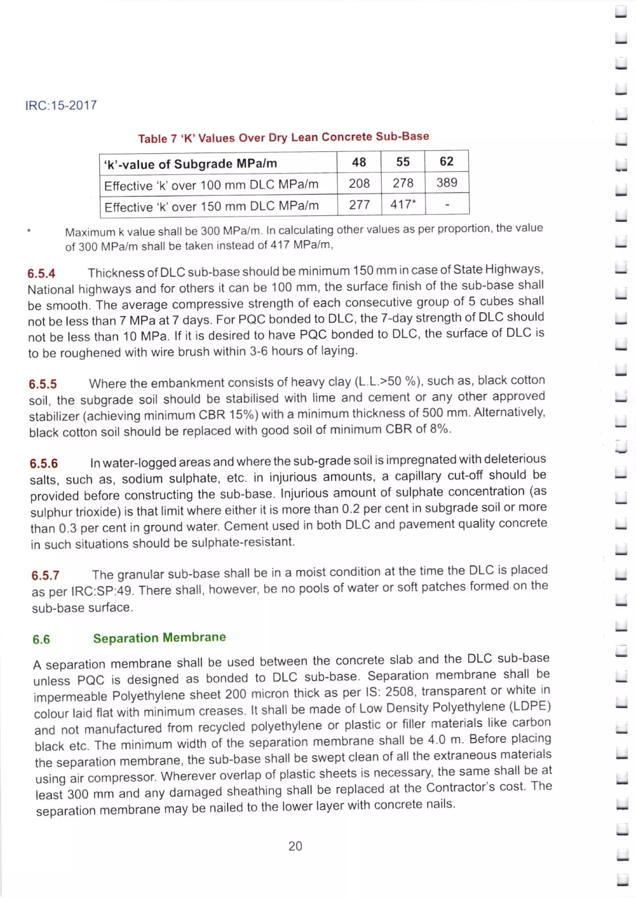 IRC:15-2017 CODE OF PRACTICE FOR CONSTRUCTION OF JOINTED PLAIN CONCRETE ...
