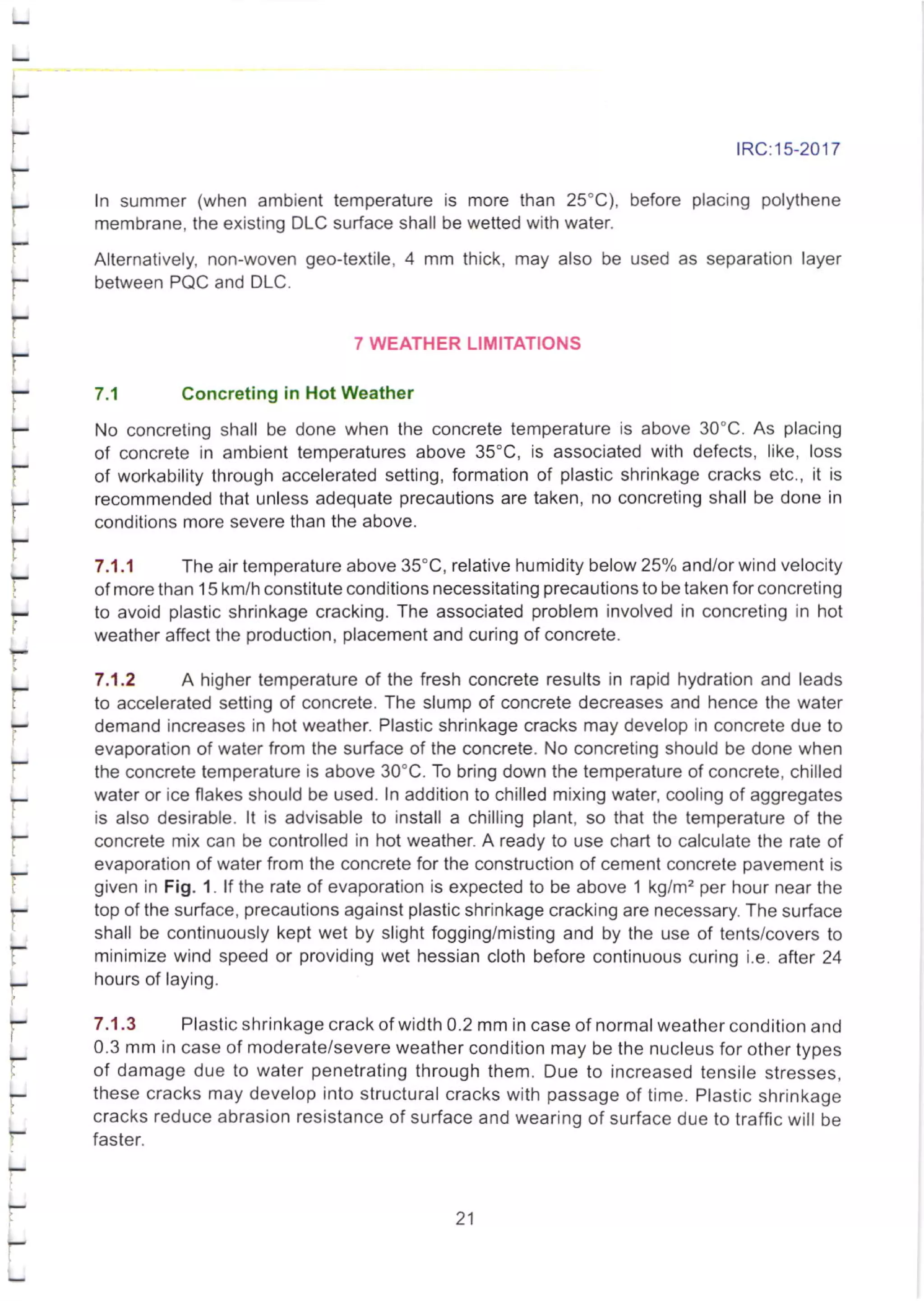 IRC:15-2017 CODE OF PRACTICE FOR CONSTRUCTION OF JOINTED PLAIN CONCRETE ...