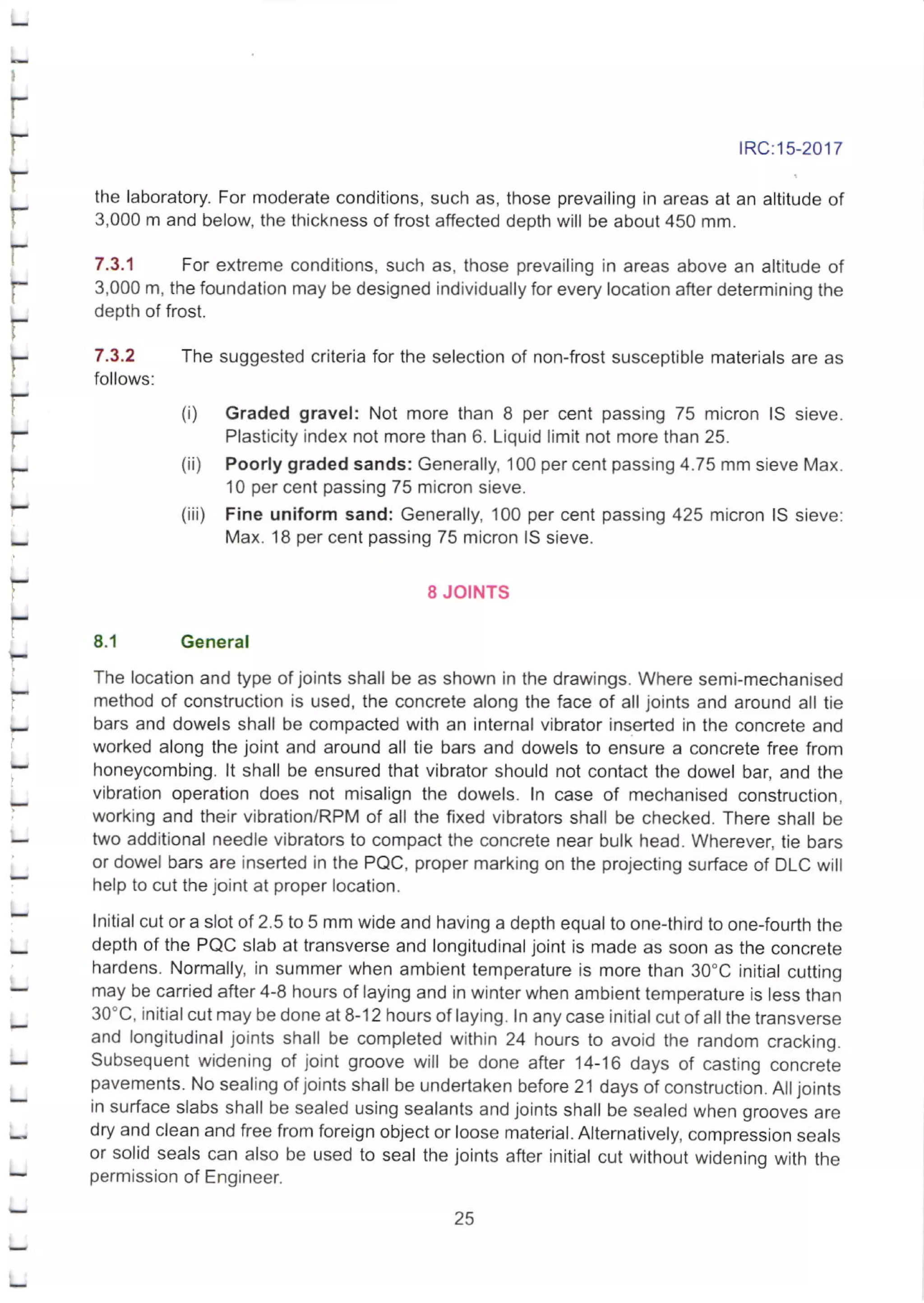 IRC:15-2017 CODE OF PRACTICE FOR CONSTRUCTION OF JOINTED PLAIN CONCRETE ...