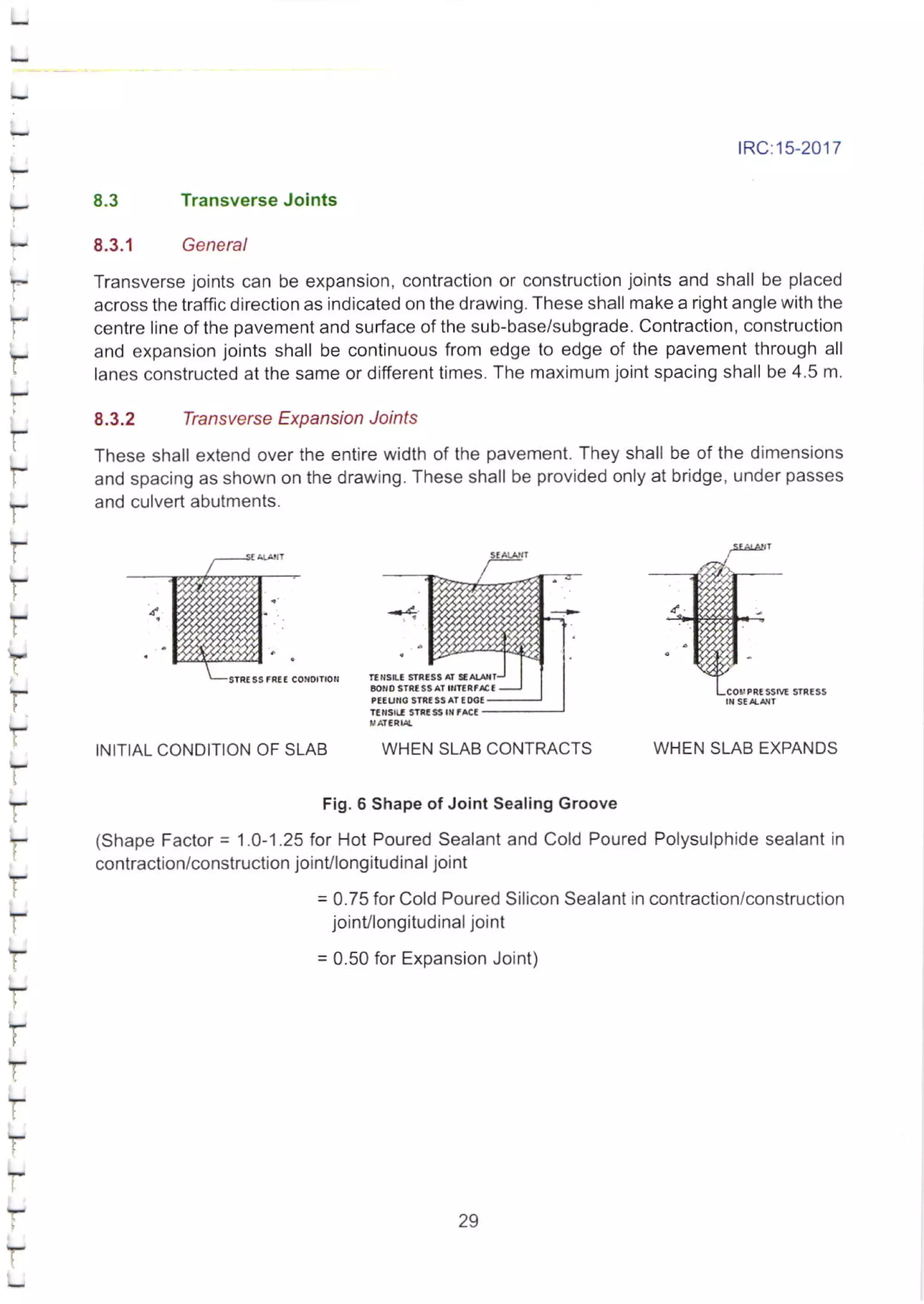 IRC:15-2017 CODE OF PRACTICE FOR CONSTRUCTION OF JOINTED PLAIN CONCRETE ...