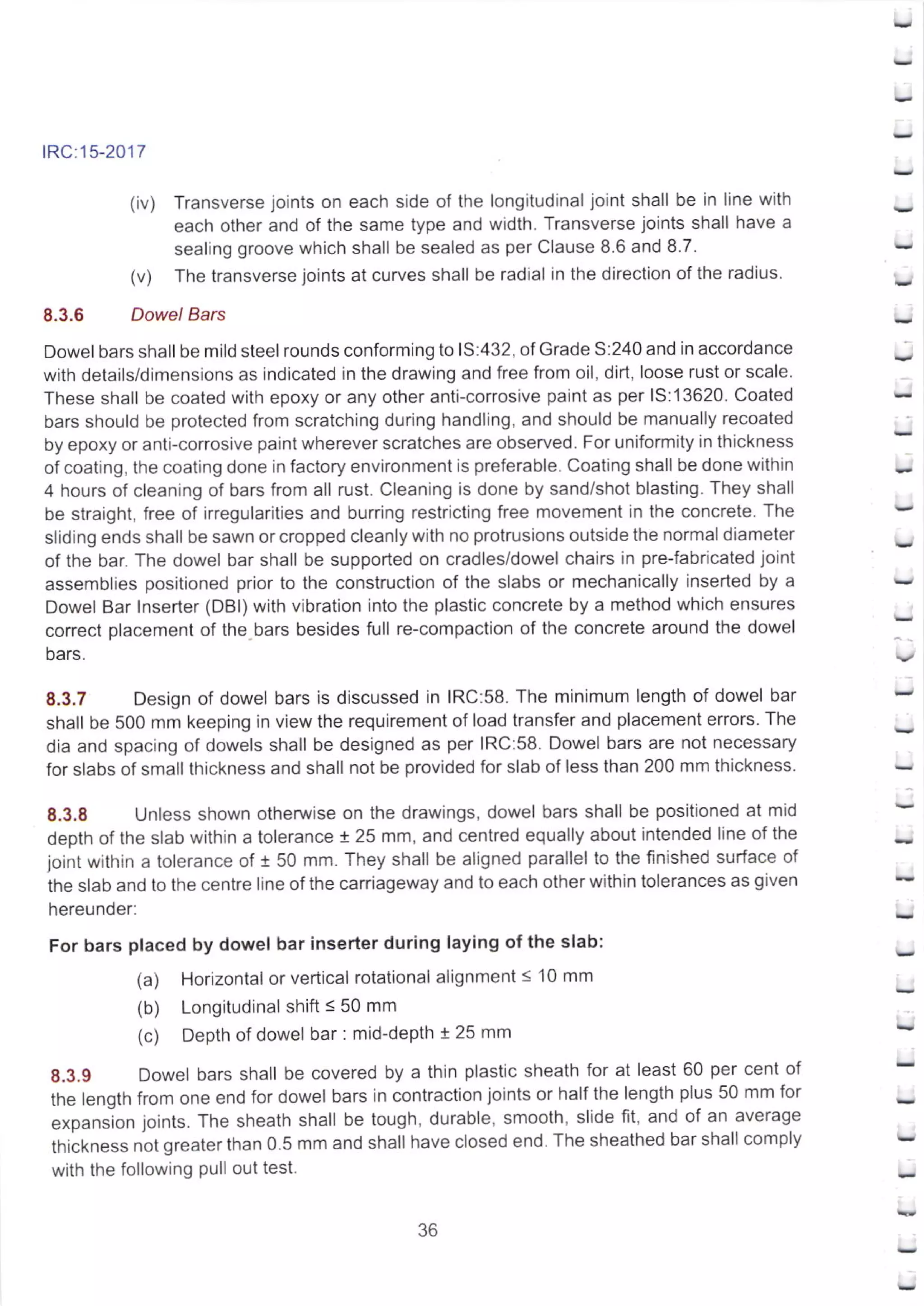 IRC:15-2017 CODE OF PRACTICE FOR CONSTRUCTION OF JOINTED PLAIN CONCRETE ...