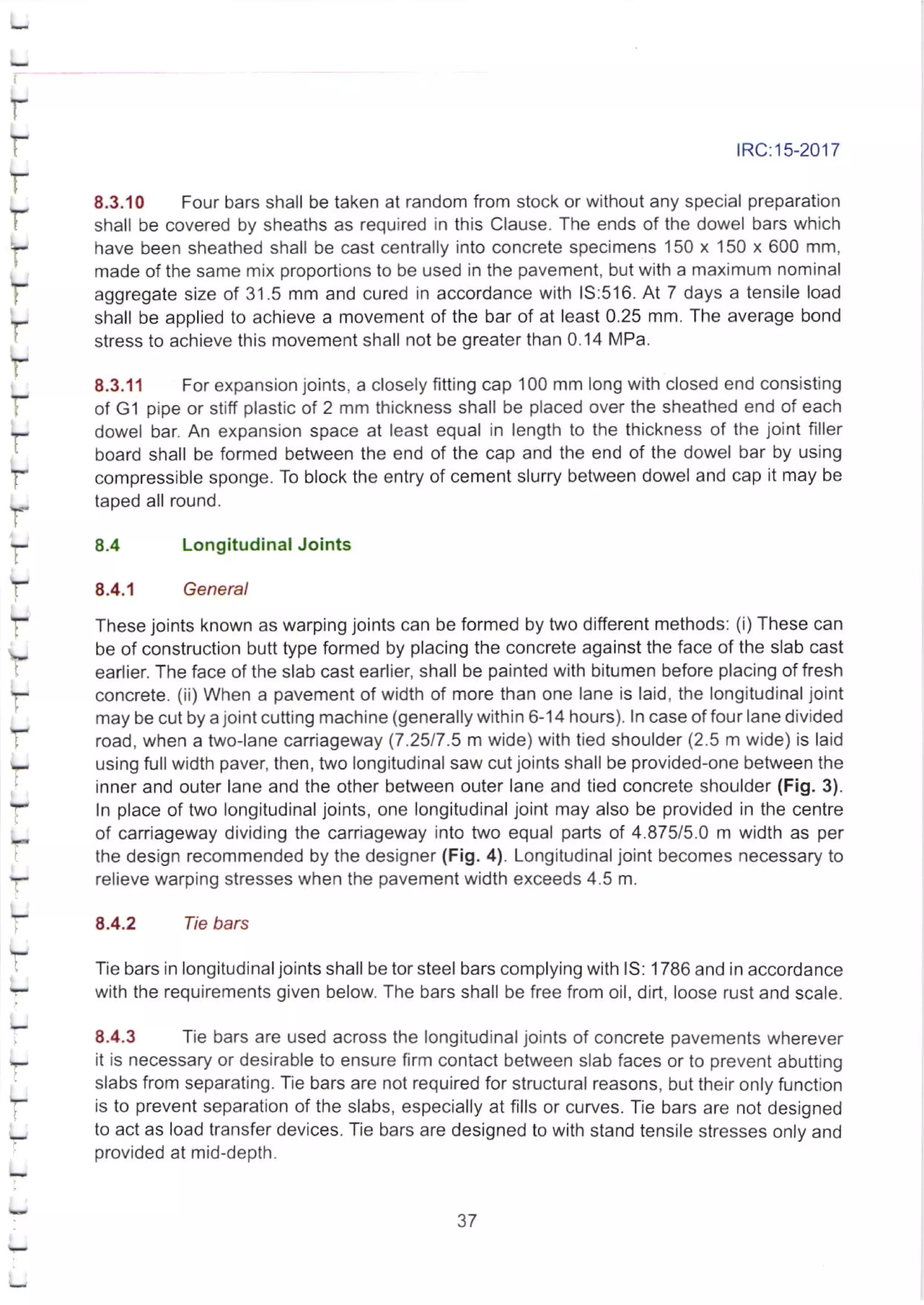 IRC:15-2017 CODE OF PRACTICE FOR CONSTRUCTION OF JOINTED PLAIN CONCRETE ...