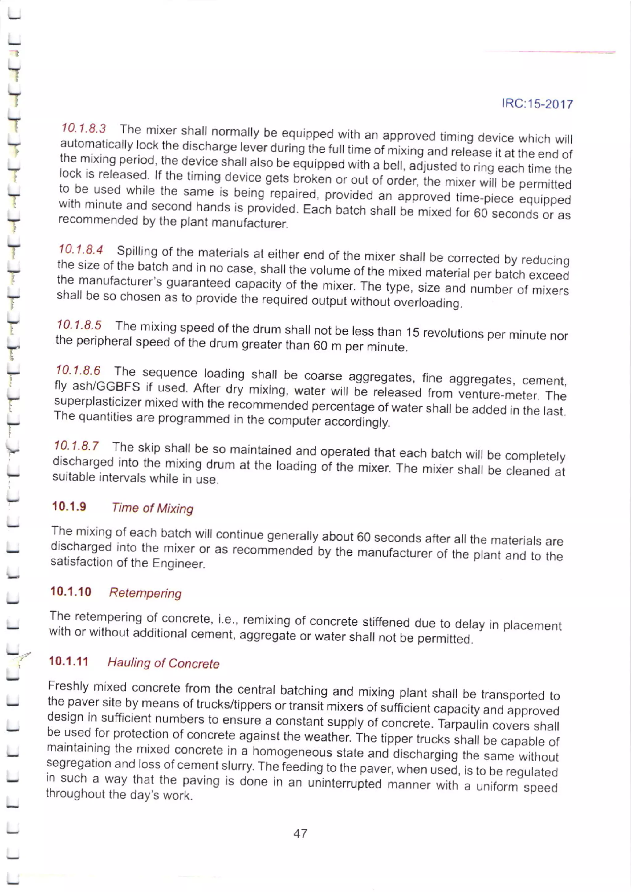 IRC:15-2017 CODE OF PRACTICE FOR CONSTRUCTION OF JOINTED PLAIN CONCRETE PAVEMENTS | PDF