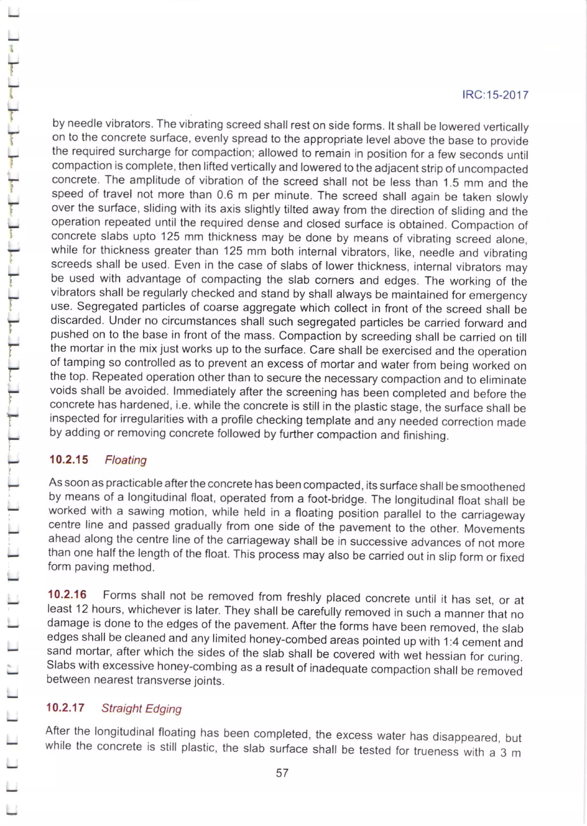 IRC:15-2017 CODE OF PRACTICE FOR CONSTRUCTION OF JOINTED PLAIN CONCRETE PAVEMENTS | PDF
