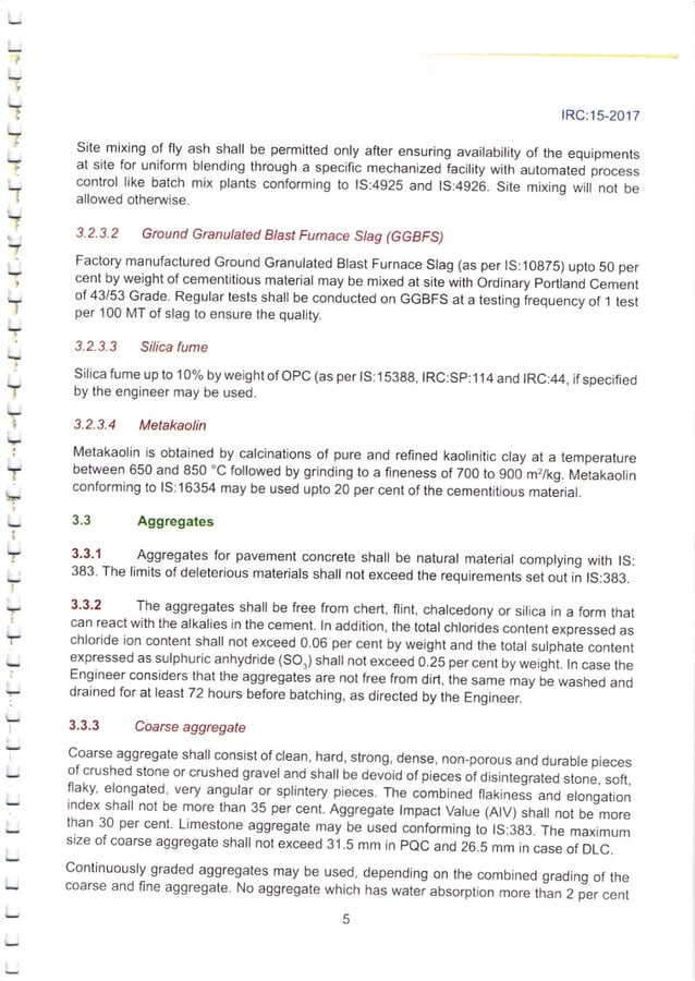IRC:15-2017 CODE OF PRACTICE FOR CONSTRUCTION OF JOINTED PLAIN CONCRETE PAVEMENTS | PDF