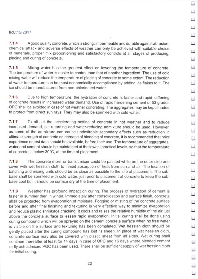 IRC:15-2017 CODE OF PRACTICE FOR CONSTRUCTION OF JOINTED PLAIN CONCRETE PAVEMENTS | PDF