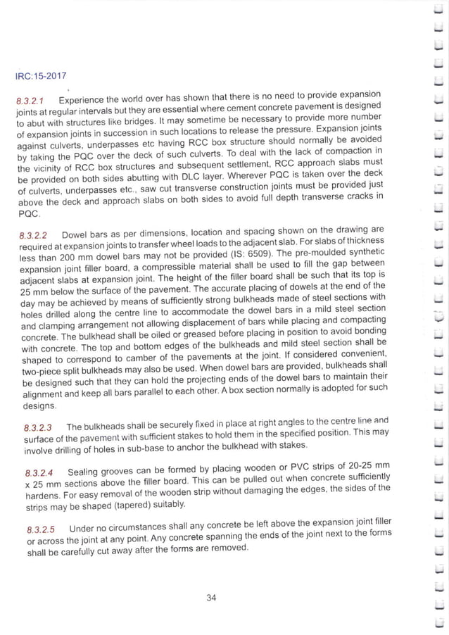 IRC:15-2017 CODE OF PRACTICE FOR CONSTRUCTION OF JOINTED PLAIN CONCRETE PAVEMENTS | PDF