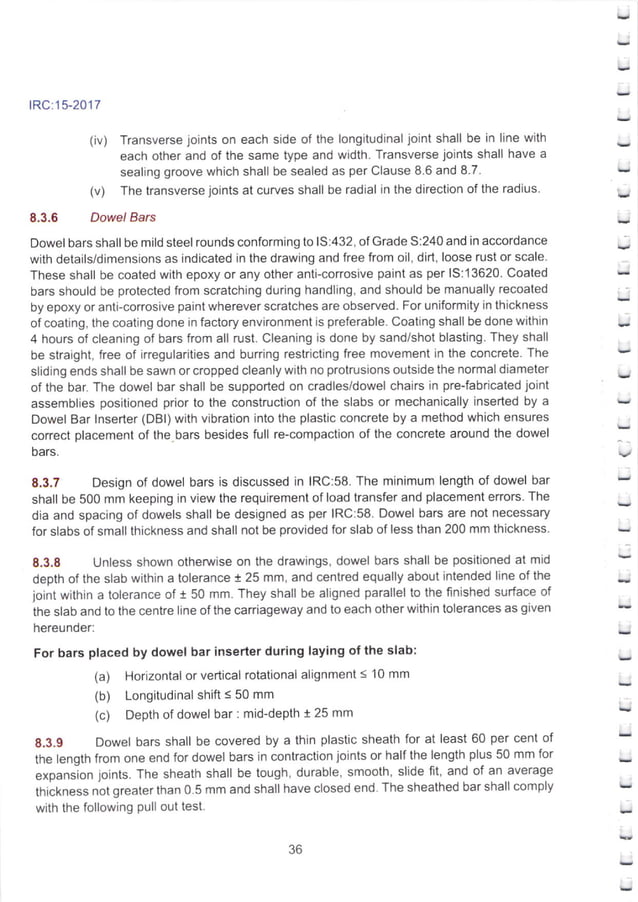 IRC:15-2017 CODE OF PRACTICE FOR CONSTRUCTION OF JOINTED PLAIN CONCRETE PAVEMENTS | PDF