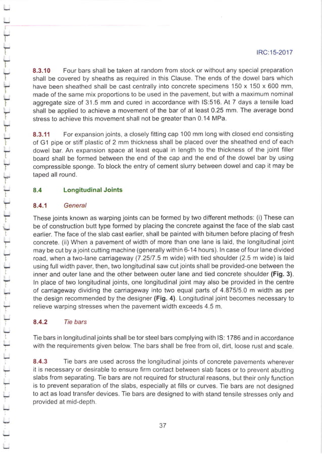 IRC:15-2017 CODE OF PRACTICE FOR CONSTRUCTION OF JOINTED PLAIN CONCRETE PAVEMENTS | PDF