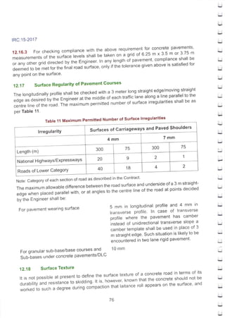 IRC:15-2017 CODE OF PRACTICE FOR CONSTRUCTION OF JOINTED PLAIN CONCRETE ...