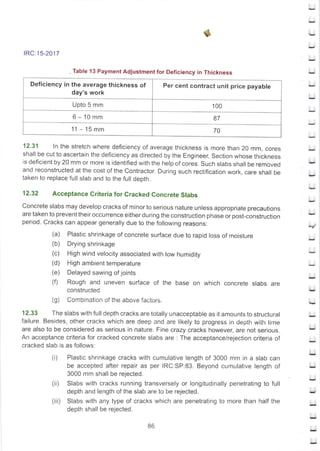IRC:15-2017 CODE OF PRACTICE FOR CONSTRUCTION OF JOINTED PLAIN CONCRETE ...