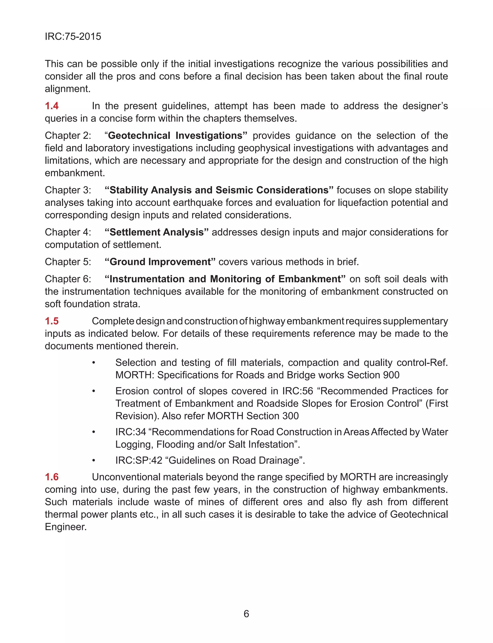 IRC:75-2015 GUIDELINES FOR THE DESIGN OF HIGH EMBANKMENTS | PDF