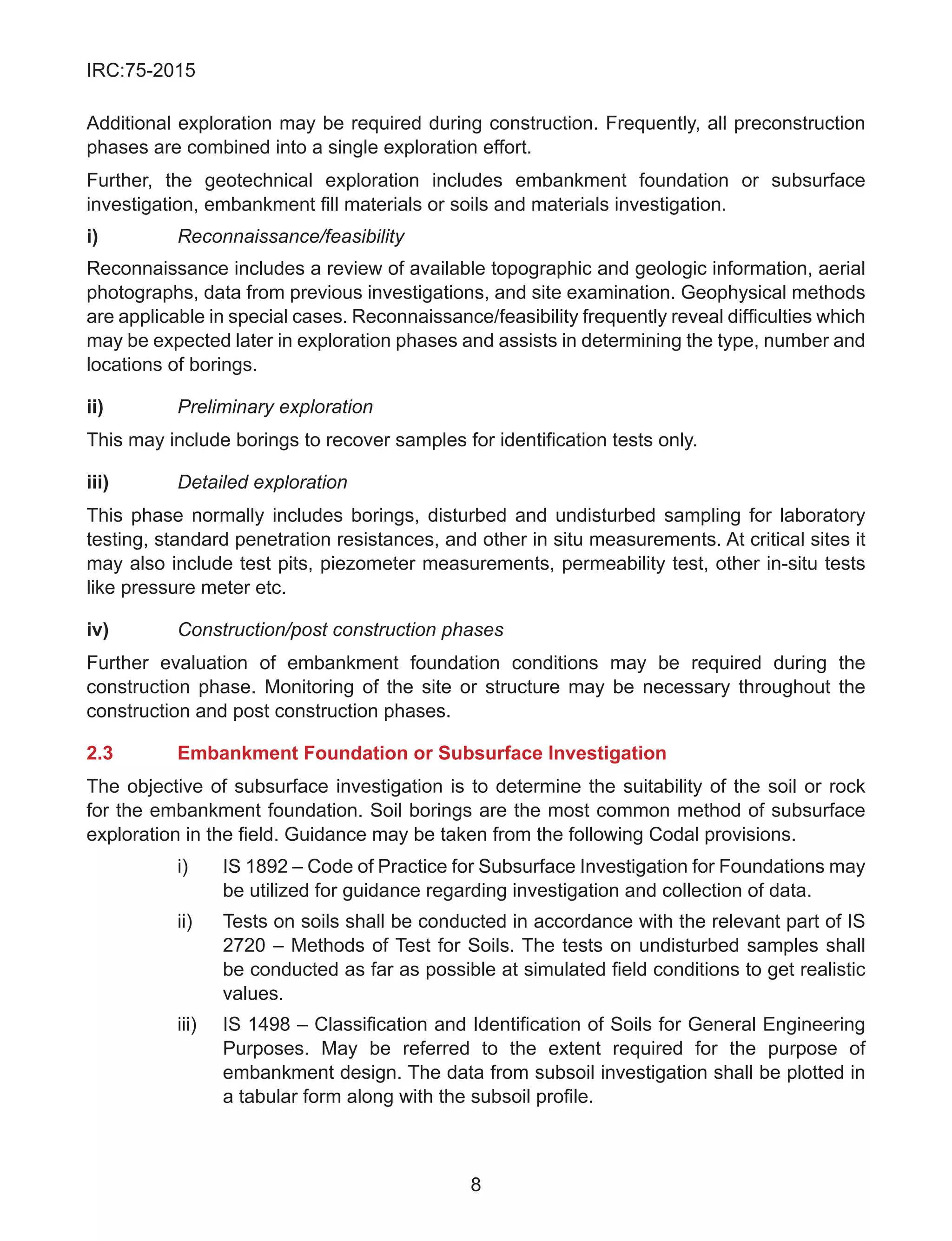 IRC:75-2015 GUIDELINES FOR THE DESIGN OF HIGH EMBANKMENTS | PDF