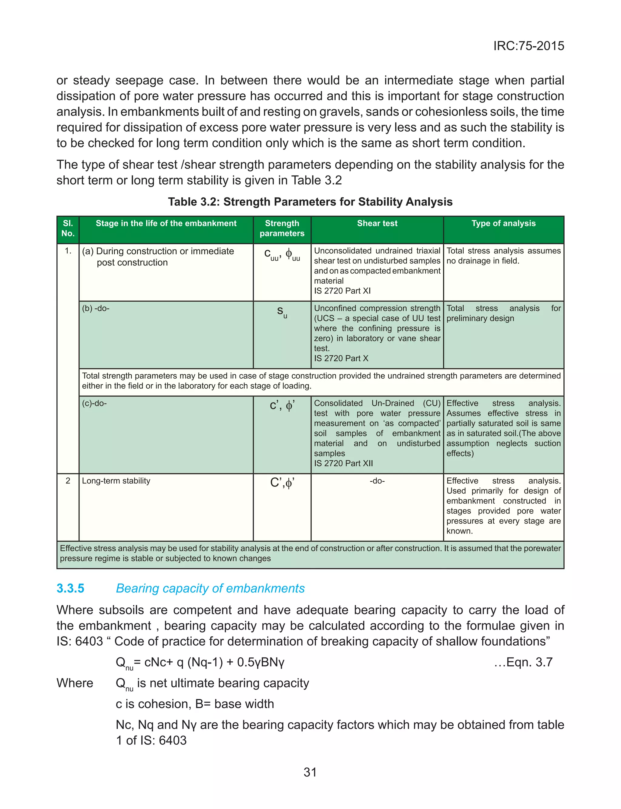 IRC:75-2015 GUIDELINES FOR THE DESIGN OF HIGH EMBANKMENTS | PDF