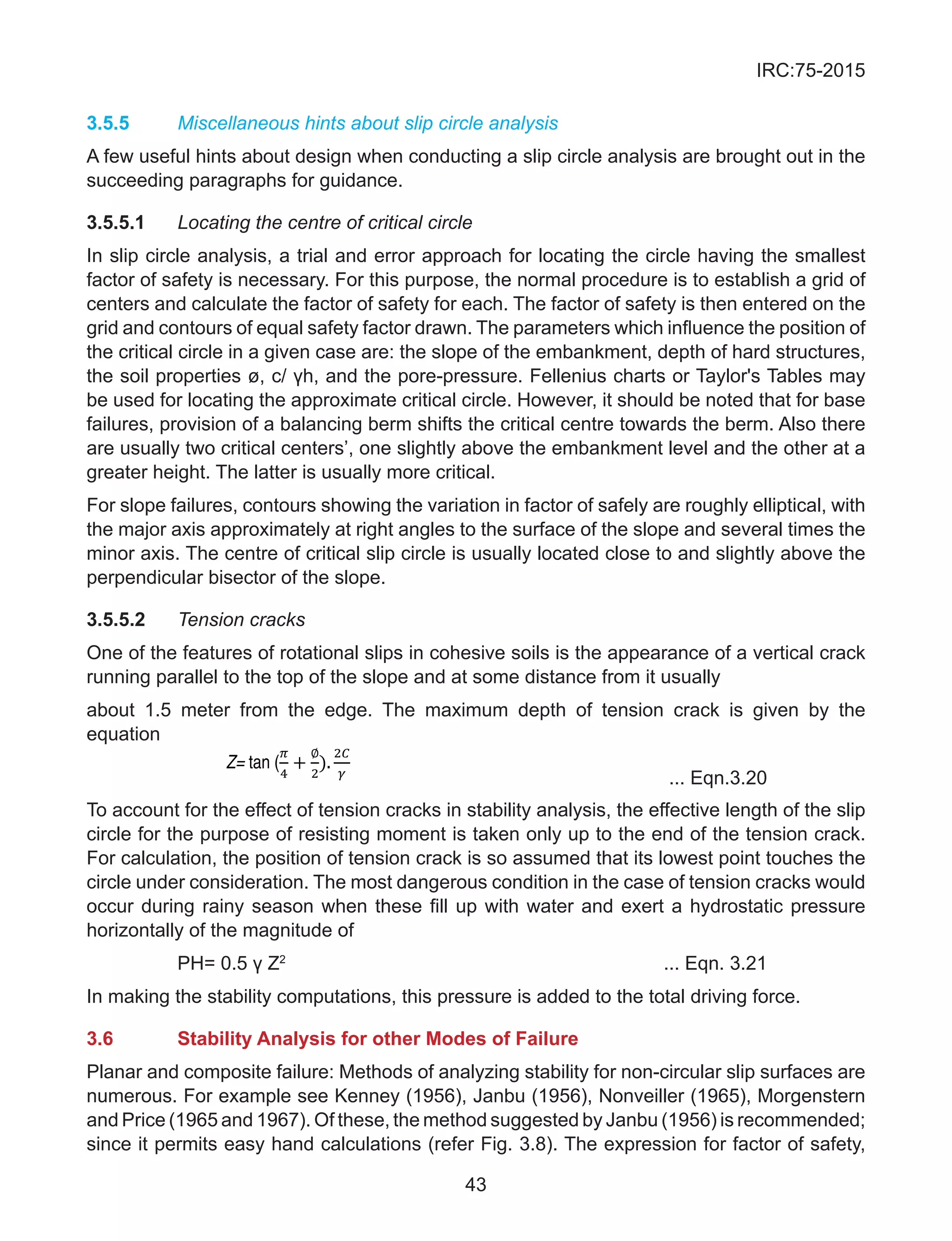 IRC:75-2015 GUIDELINES FOR THE DESIGN OF HIGH EMBANKMENTS | PDF