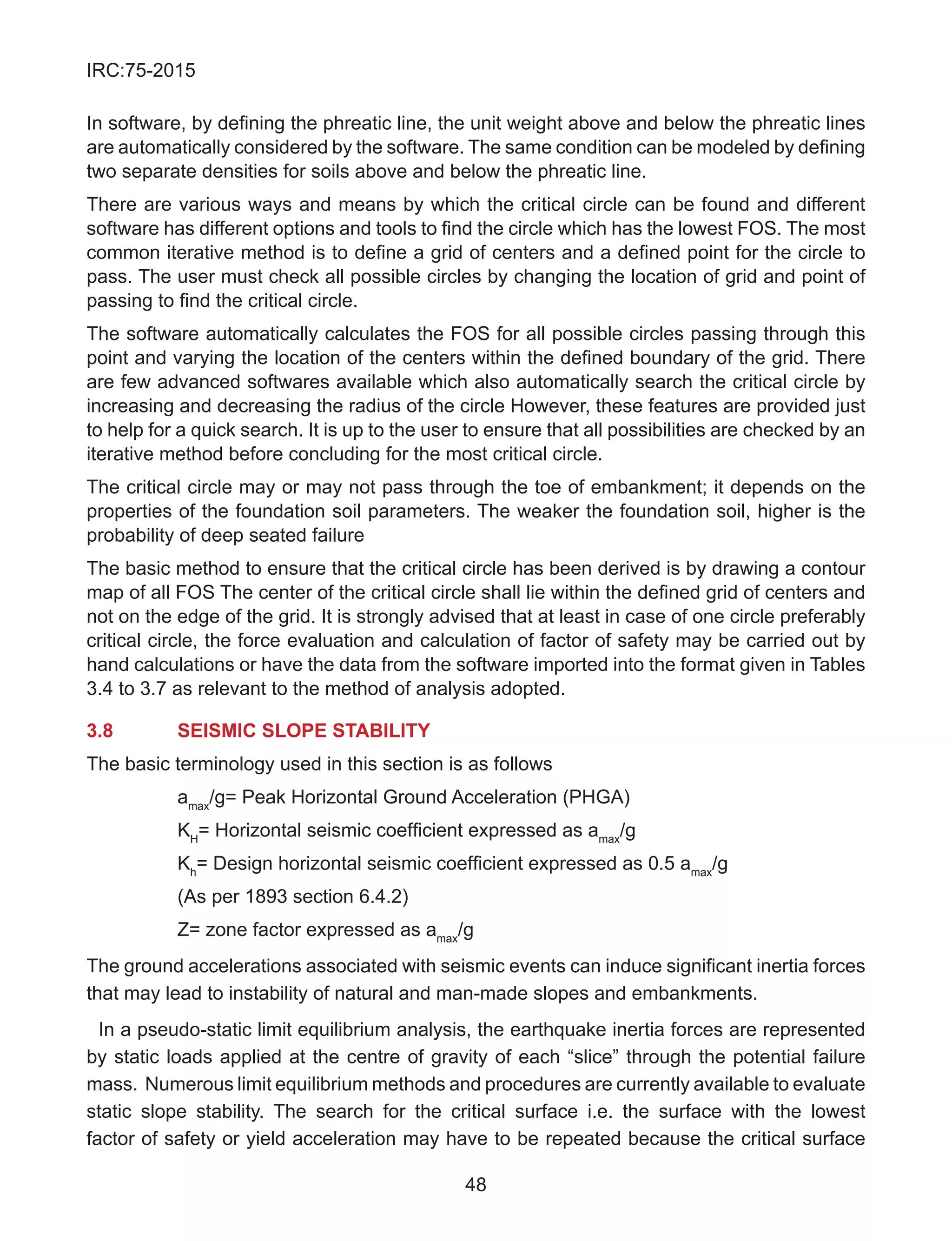 IRC:75-2015 GUIDELINES FOR THE DESIGN OF HIGH EMBANKMENTS | PDF