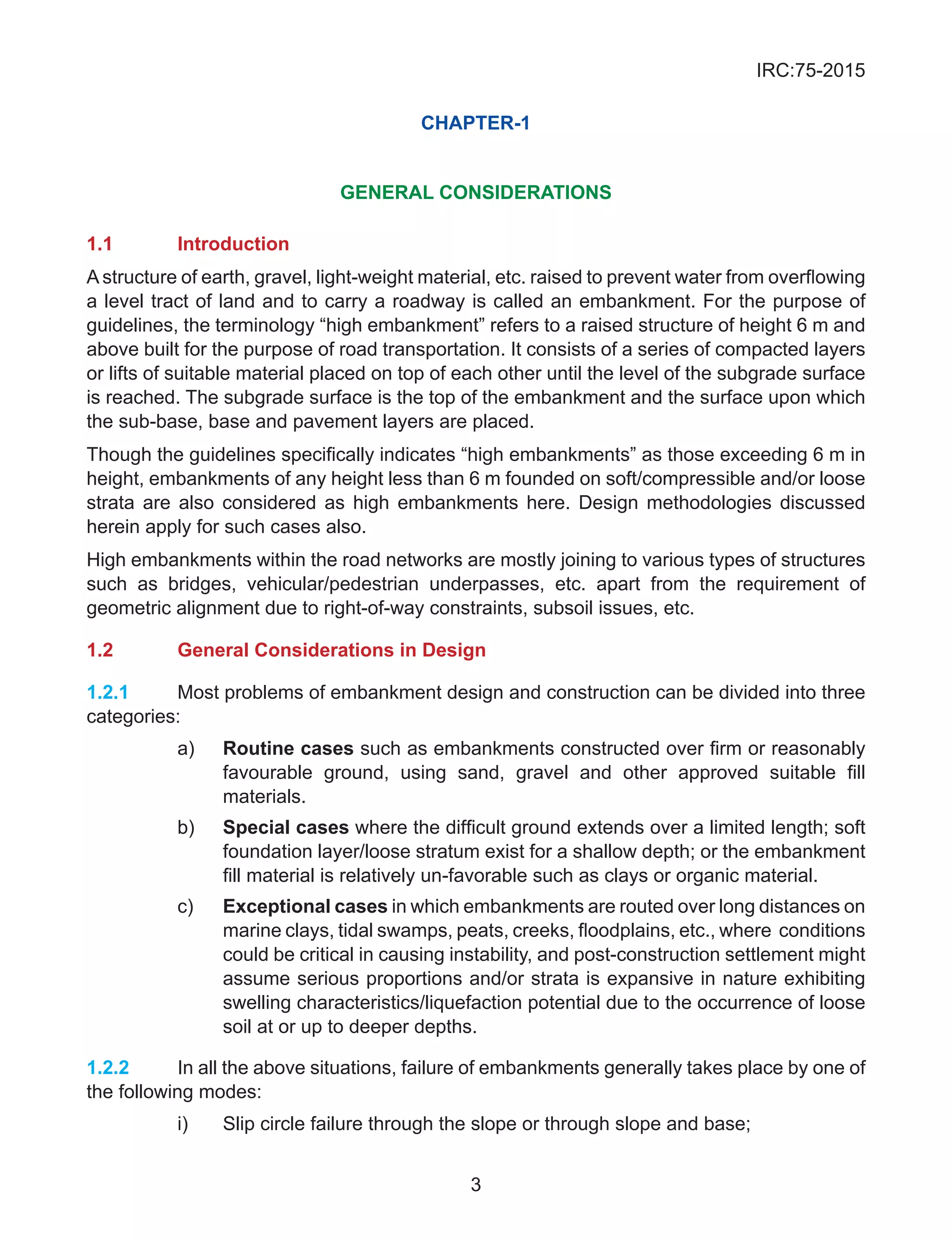 IRC:75-2015 GUIDELINES FOR THE DESIGN OF HIGH EMBANKMENTS | PDF