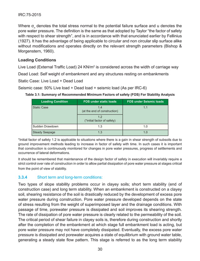 IRC:75-2015 GUIDELINES FOR THE DESIGN OF HIGH EMBANKMENTS | PDF
