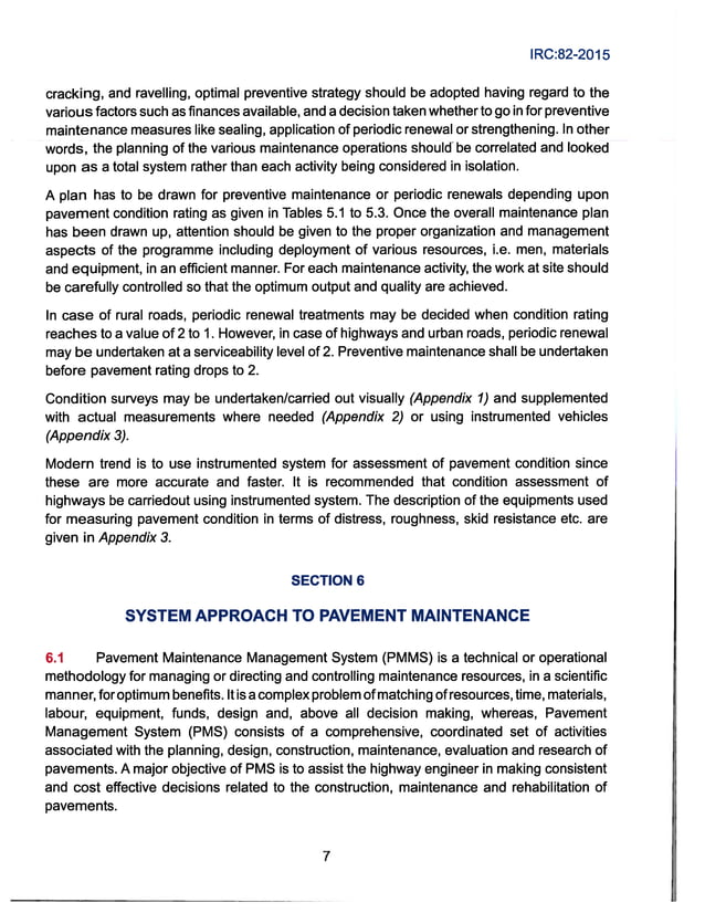 IRC:82-2015 Code of Practice for Maintenance of Bituminous Surfaces of Highways (First Revision ...