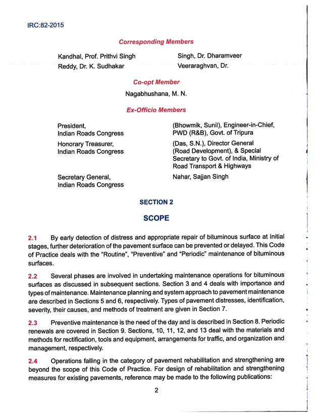 IRC:82-2015 Code of Practice for Maintenance of Bituminous Surfaces of Highways (First Revision ...