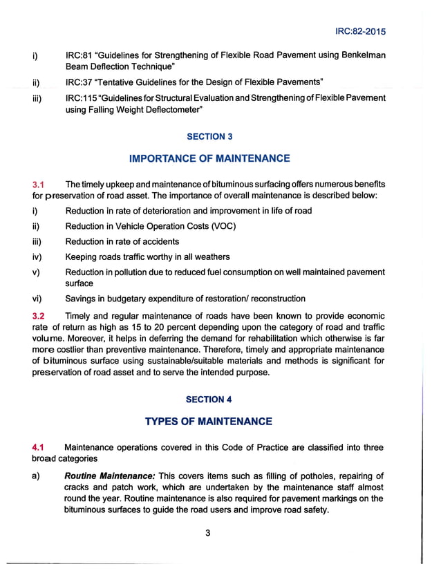 IRC:82-2015 Code of Practice for Maintenance of Bituminous Surfaces of Highways (First Revision ...