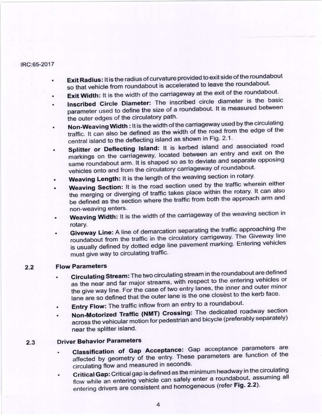 Guidelines for Planning and Design of Roundabouts - IRC: 65 -2017 | PDF