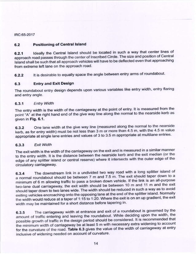 Guidelines for Planning and Design of Roundabouts - IRC: 65 -2017 | PDF