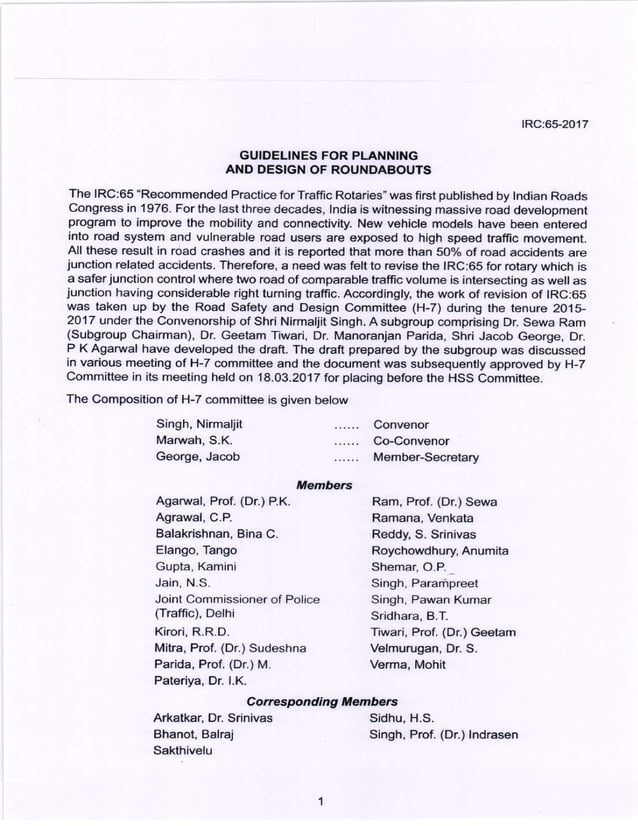 Guidelines for Planning and Design of Roundabouts - IRC: 65 -2017 | PDF