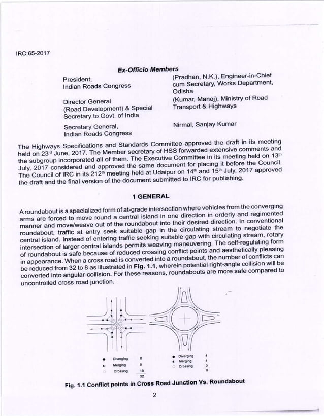 Guidelines for Planning and Design of Roundabouts - IRC: 65 -2017 | PDF
