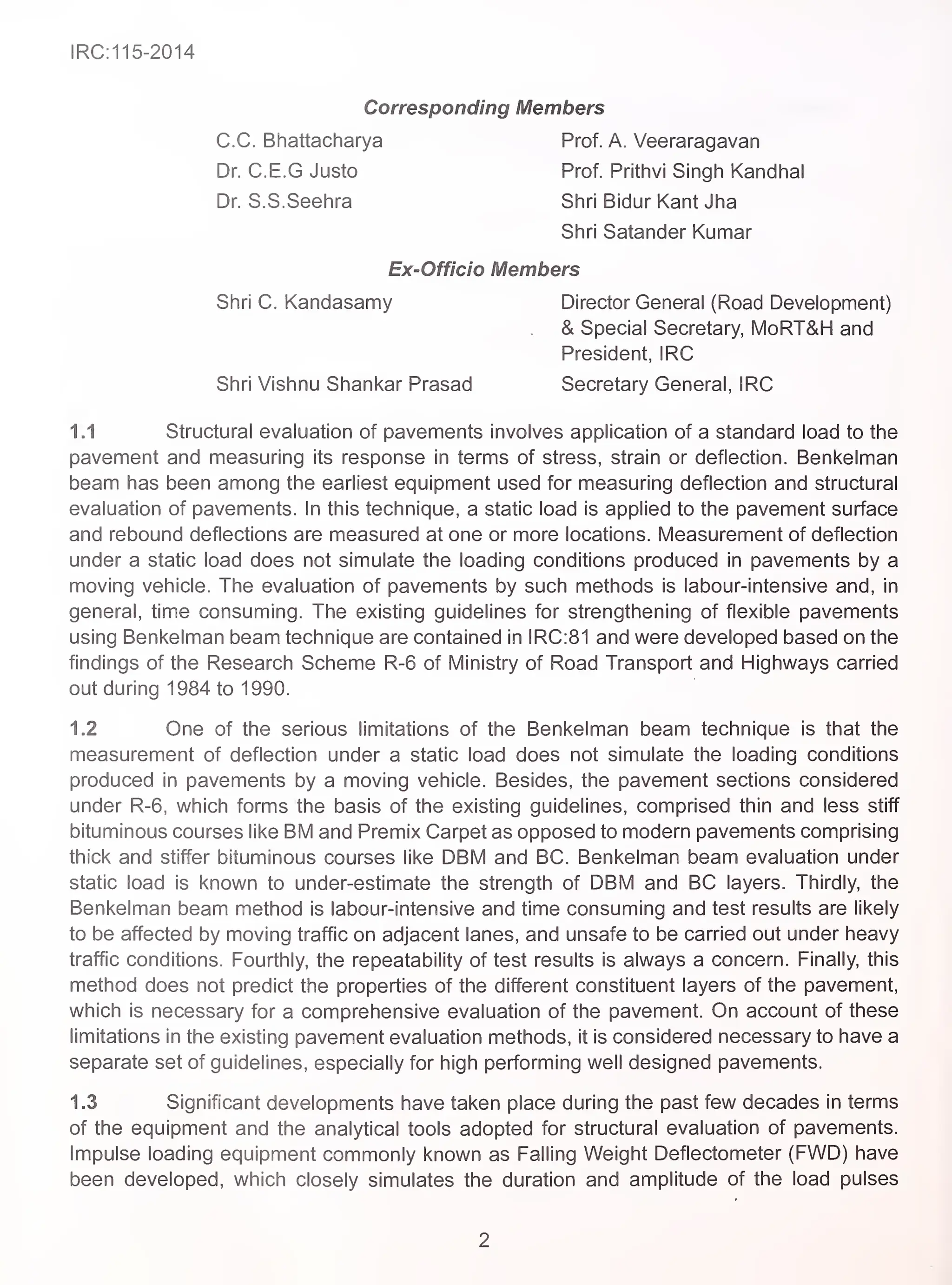 IRC115-2014 GUIDELINES FOR STRUCTURAL EVALUATION AND STRENGTHENING OF ...