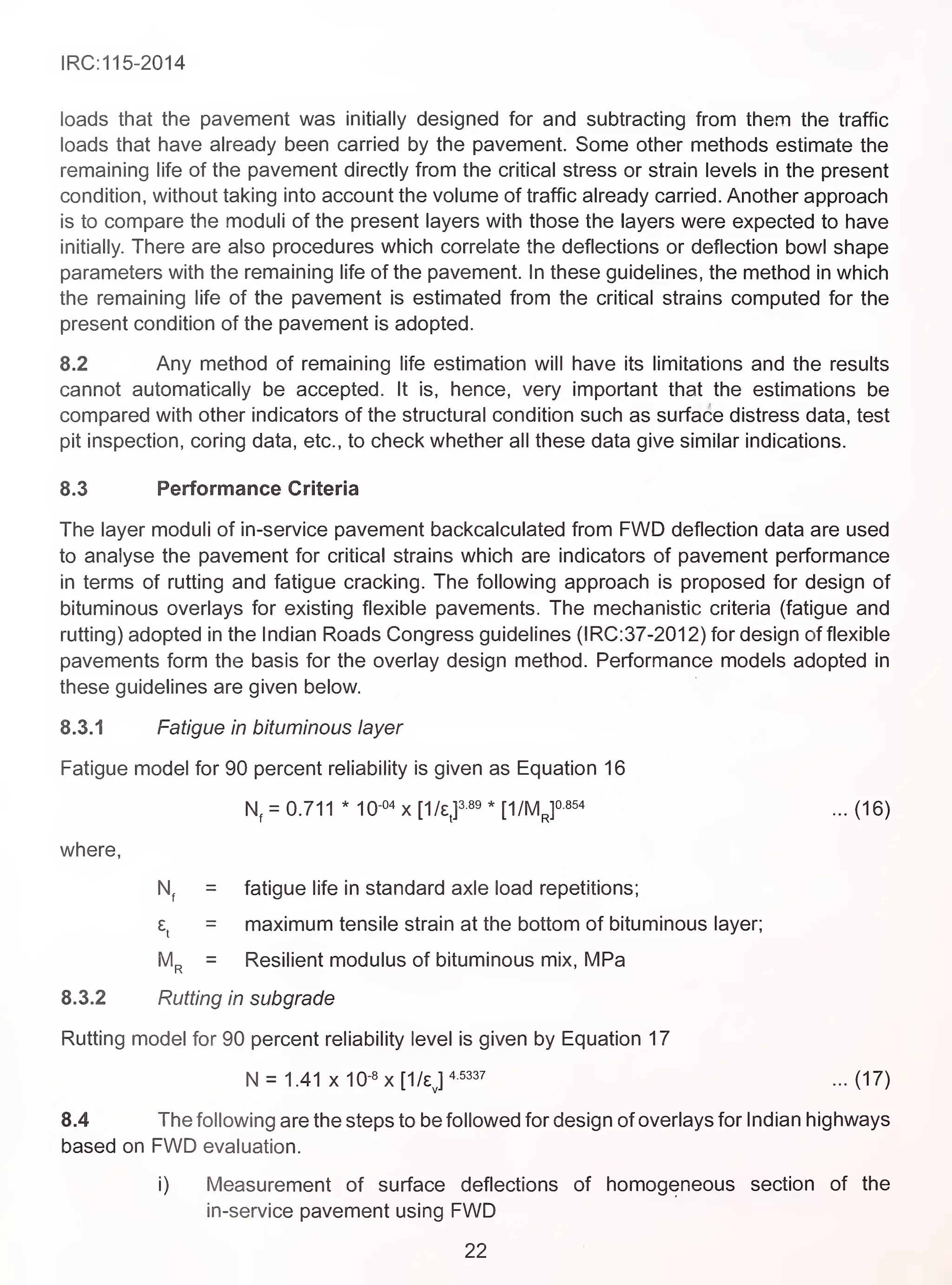 IRC115-2014 GUIDELINES FOR STRUCTURAL EVALUATION AND STRENGTHENING OF FLEXIBLE ROAD PAVEMENTS ...