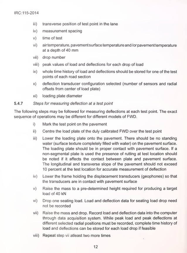 IRC115-2014 GUIDELINES FOR STRUCTURAL EVALUATION AND STRENGTHENING OF FLEXIBLE ROAD PAVEMENTS ...