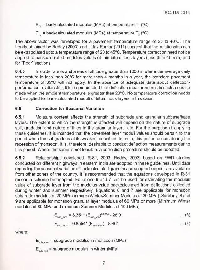 IRC115-2014 GUIDELINES FOR STRUCTURAL EVALUATION AND STRENGTHENING OF FLEXIBLE ROAD PAVEMENTS ...
