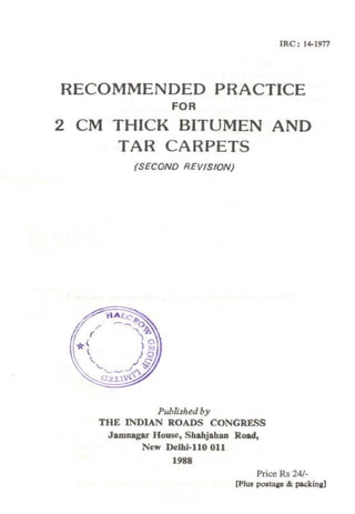 Irc 14 1977 bitumen and tar carpets | PDF