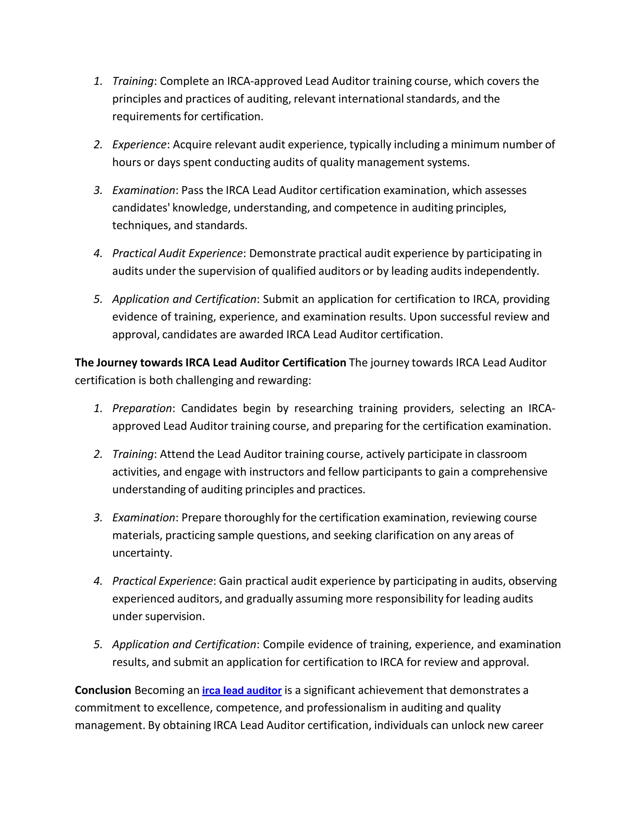 irca lead auditor | PPTX