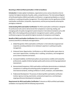 irca lead auditor | PPTX
