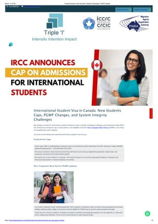 IRCC Cap on International Students | Canada Student Visa Updates 2024 | PDF