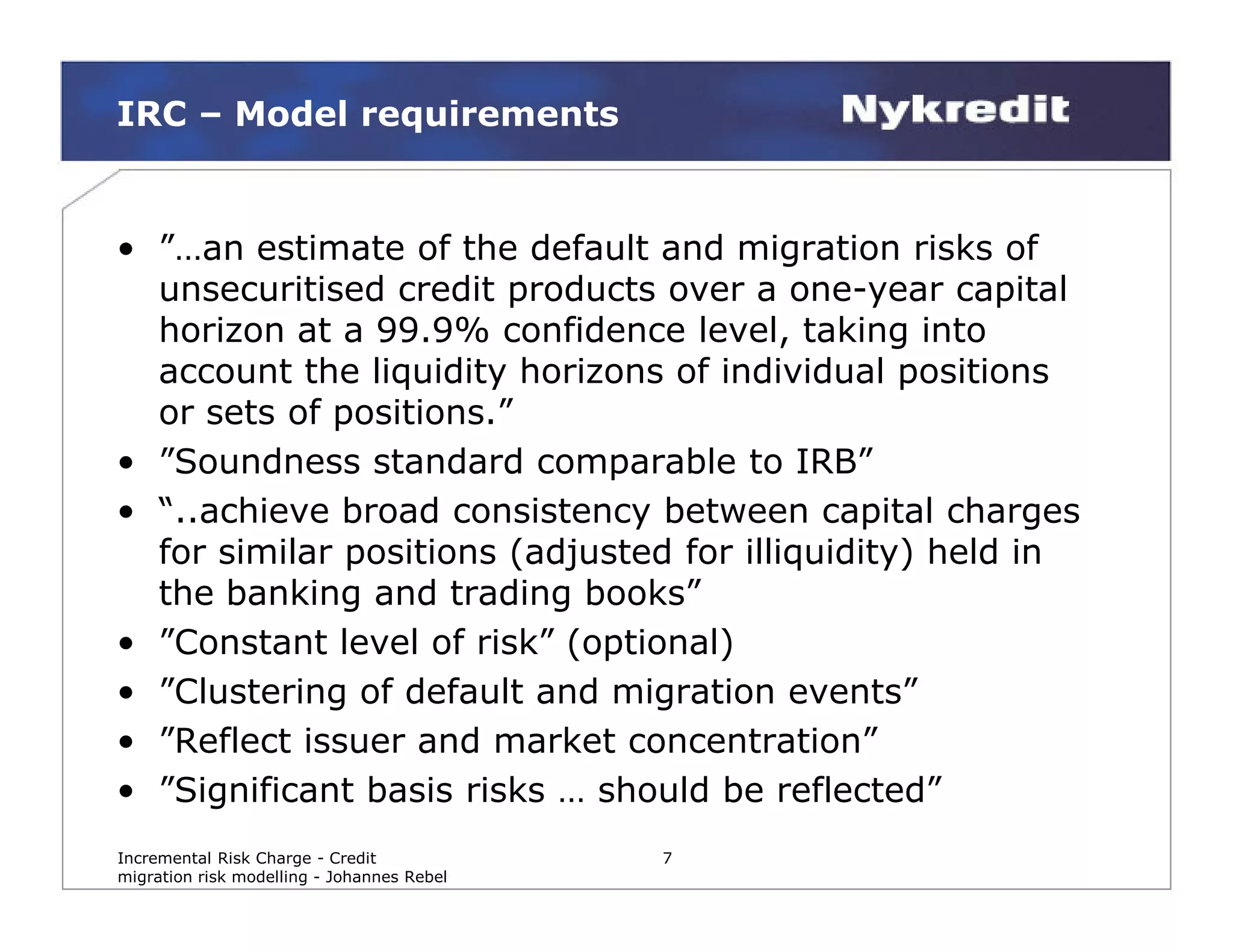 Incremental Risk Charge - Credit Migration Risk | PDF