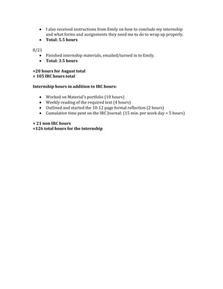 IRC Internship Journal | PDF