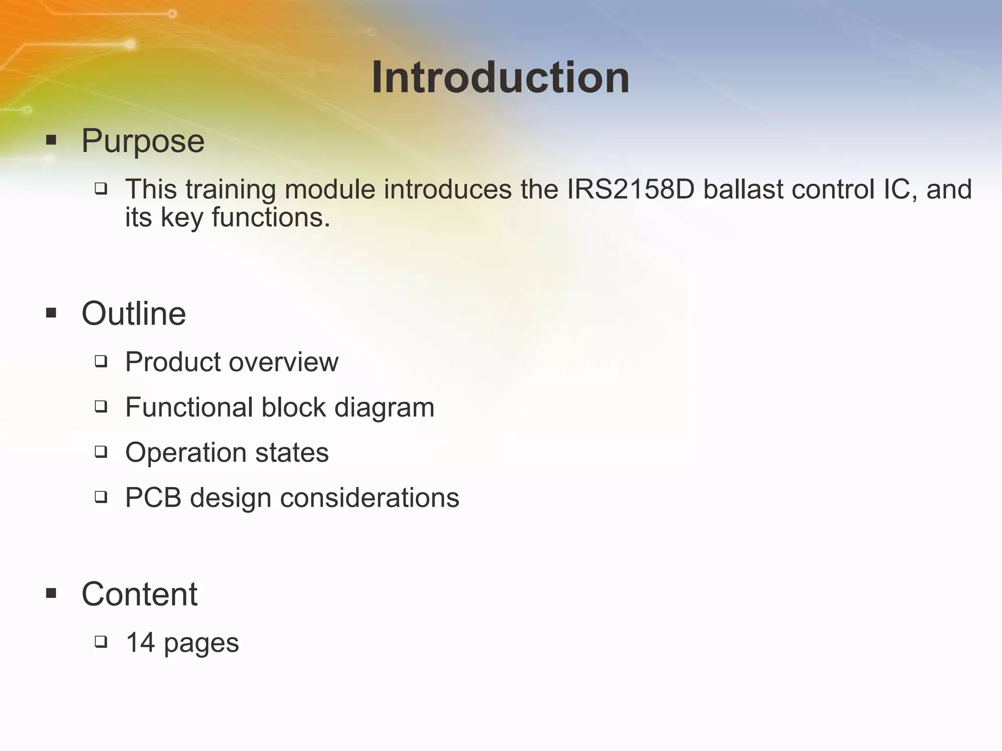 Control ICs for Energy-efficient Fluorescent Ballast Applications | PPT