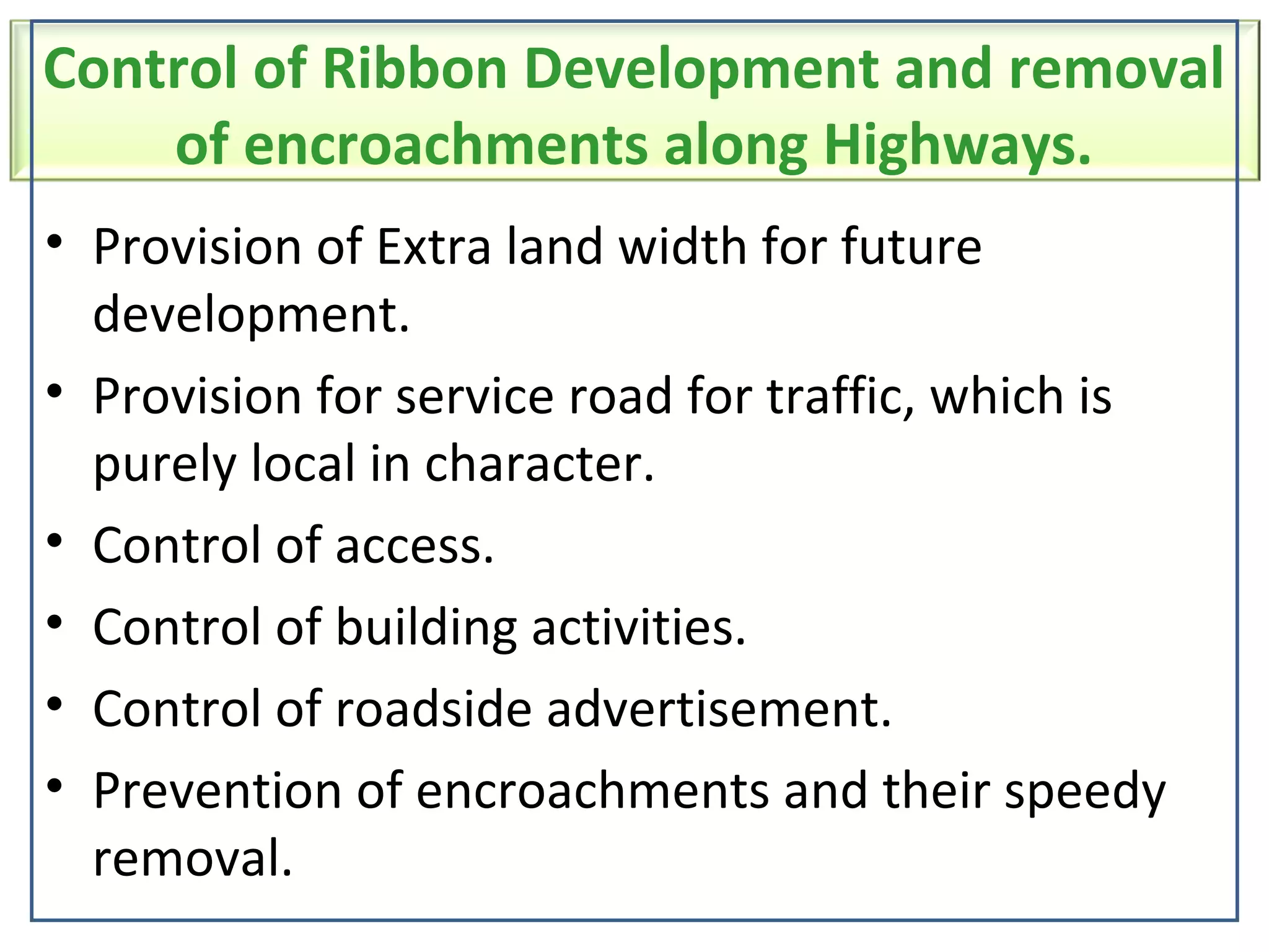 ribbon development along with highway | PPT
