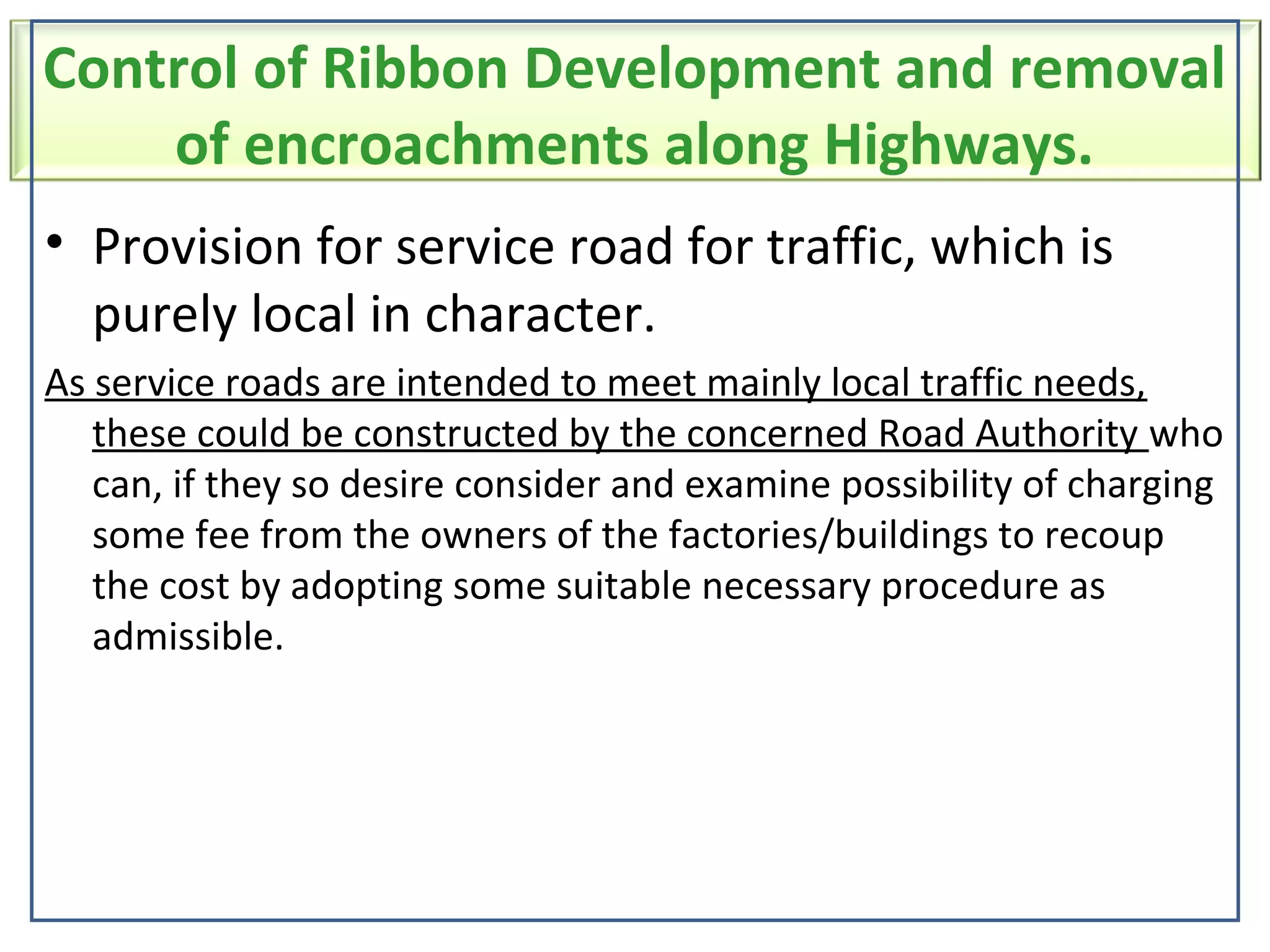 ribbon development along with highway | PPT