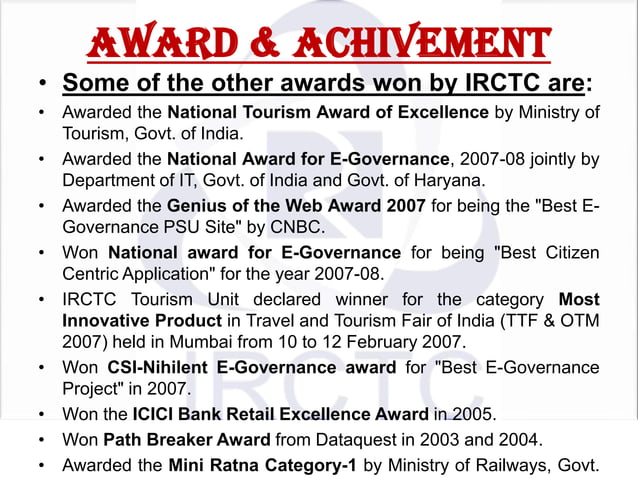 IRCTC ( E-BUSINESS) | PPT