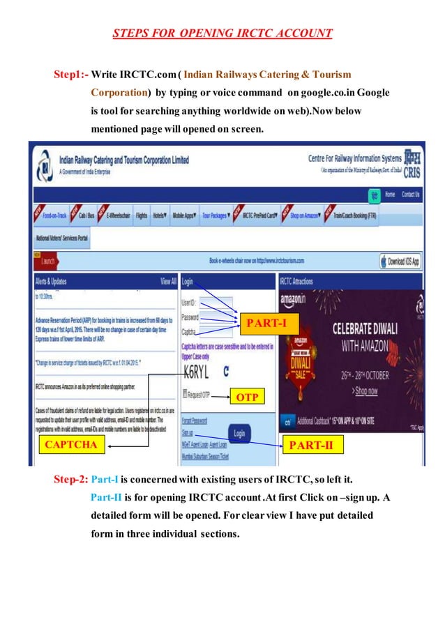 Irctc acc. in easy steps | DOCX | Rail Travel | Travel Type