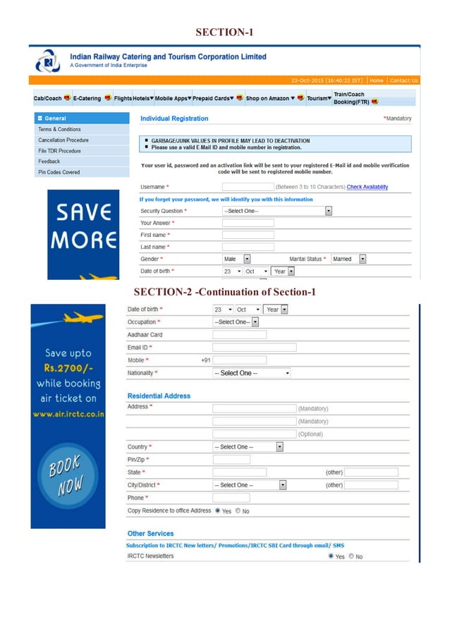 Irctc acc. in easy steps | DOCX | Rail Travel | Travel Type