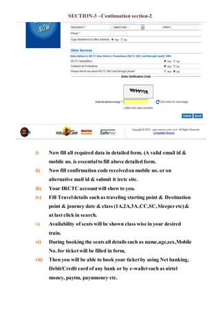 Irctc acc. in easy steps | DOCX | Rail Travel | Travel Type