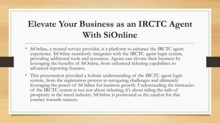 IRCTC Agent Login Insights.pptx | Rail Travel | Travel Type