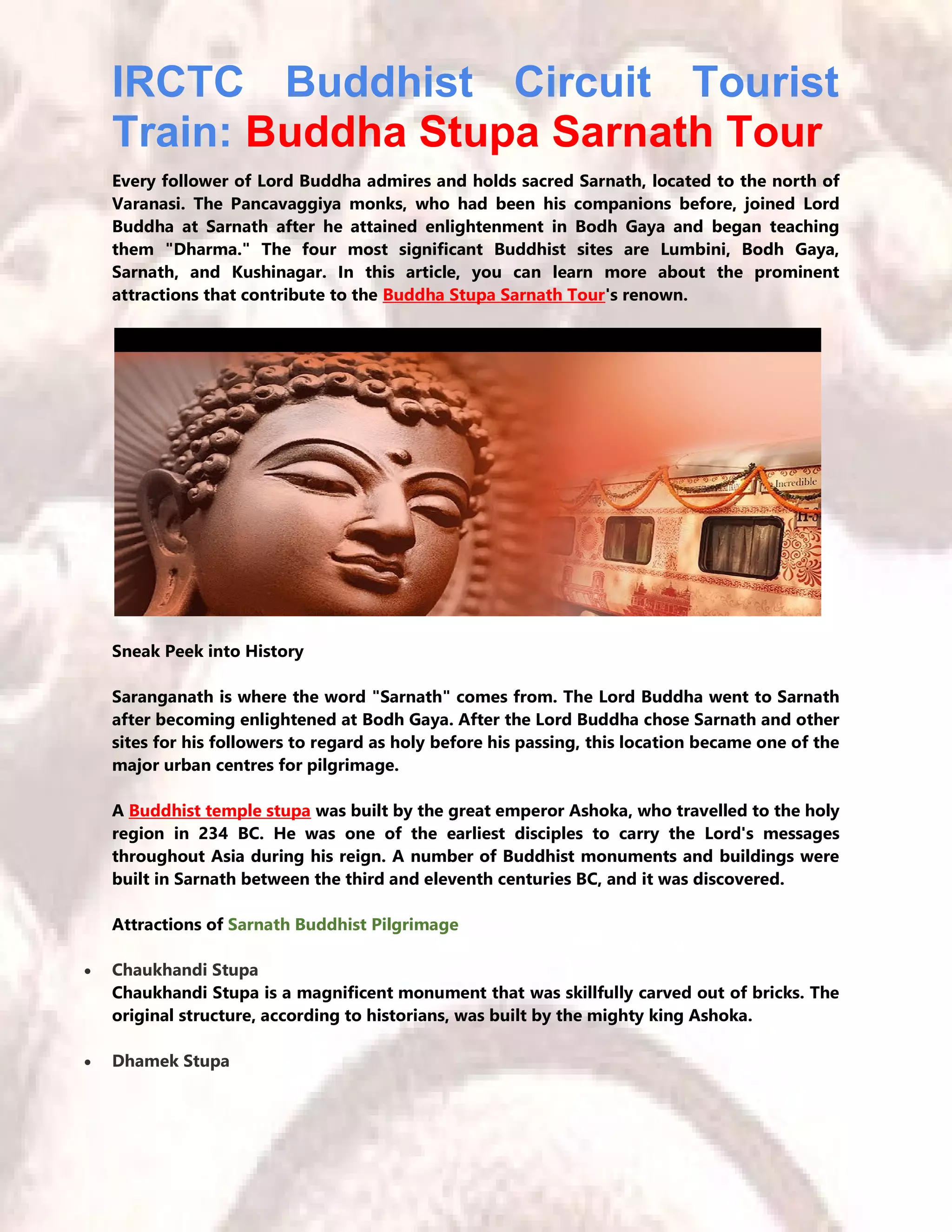 IRCTC Buddhist Circuit Tourist Train Buddha Stupa Sarnath Tour.pdf