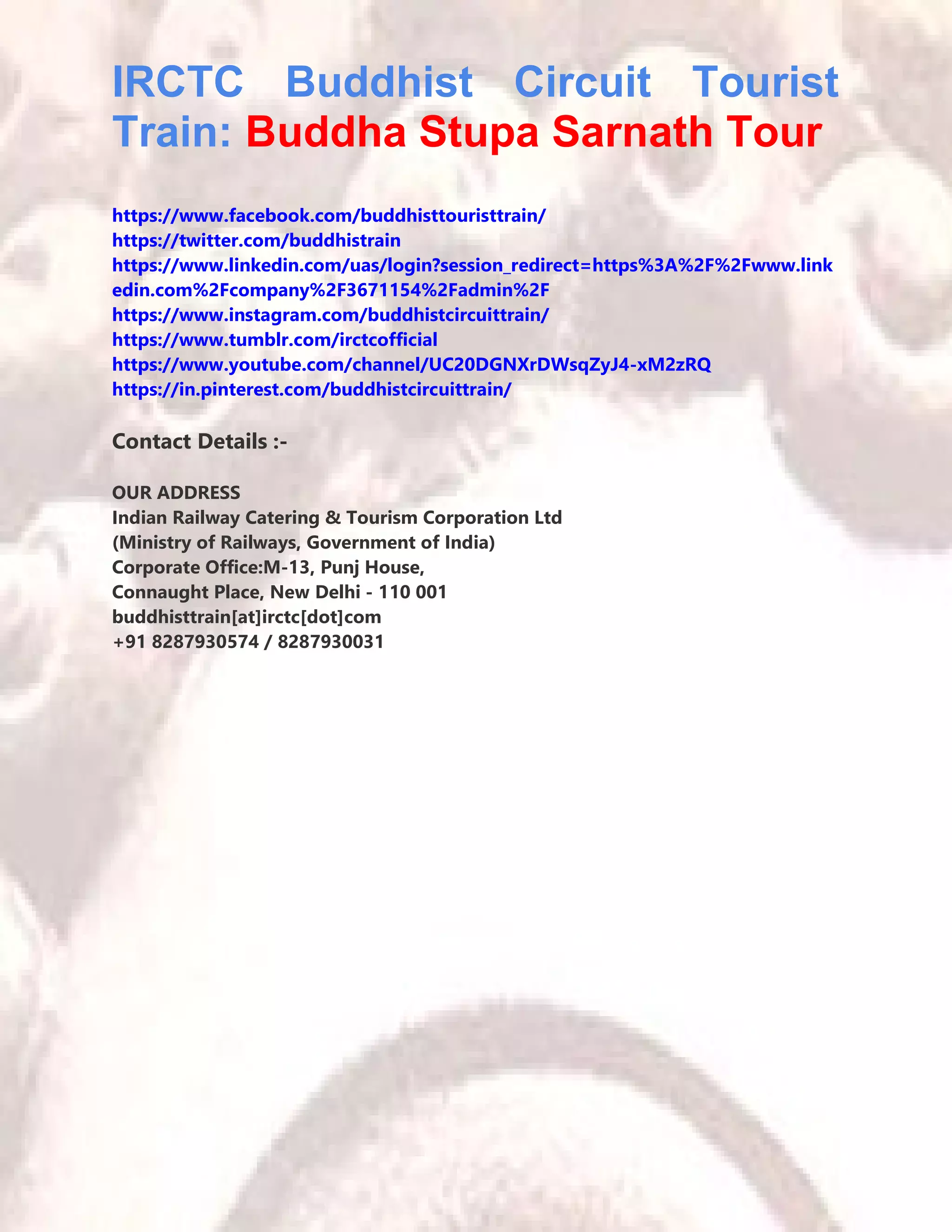 IRCTC Buddhist Circuit Tourist Train Buddha Stupa Sarnath Tour.pdf