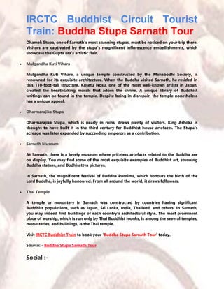 IRCTC Buddhist Circuit Tourist Train Buddha Stupa Sarnath Tour.pdf